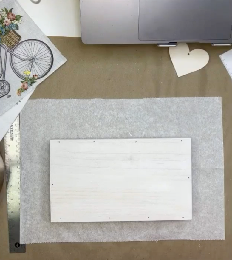 DIY Napkin art decoupage on a wood box frame | Miss Tracy Creates