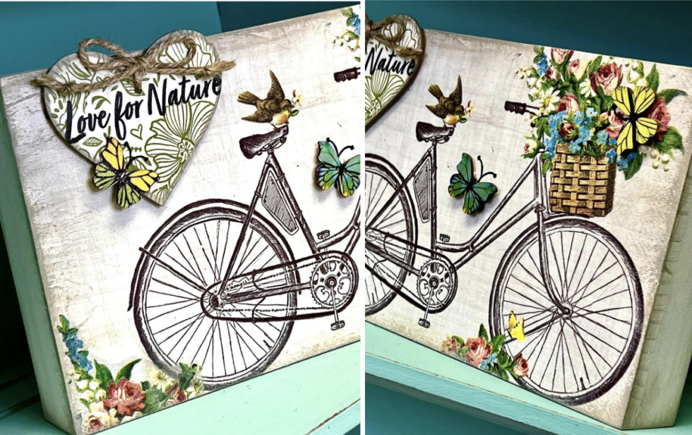 DIY Napkin art decoupage on a wood box frame | Miss Tracy Creates