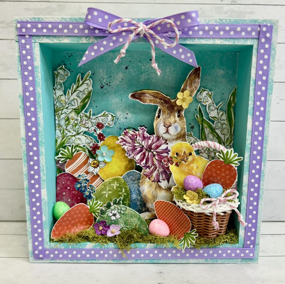 DIY Easter Shadowbox Decor with Napkin Art and 3D Embellishments | Miss ...