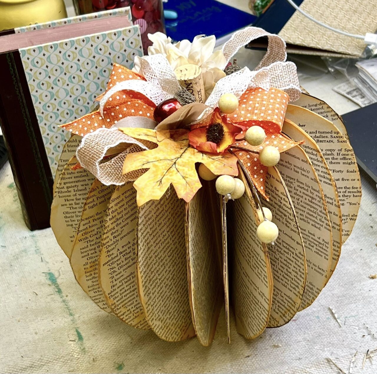 How to Make a Book Page Pumpkin | Miss Tracy Creates
